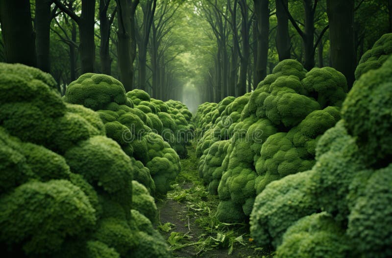 Broccoli Forest - Fantastic World Stock Illustration - Illustration of ...