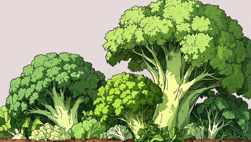 Broccoli and Green Leafy Veggies Sit Side by Side in a Mound. Anime ...
