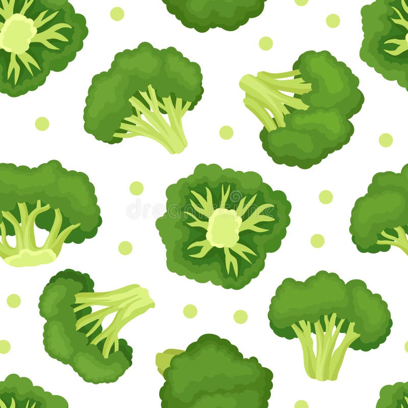 Broccoli Green Vegetable Seamless Pattern with Cabbage Head Vector ...