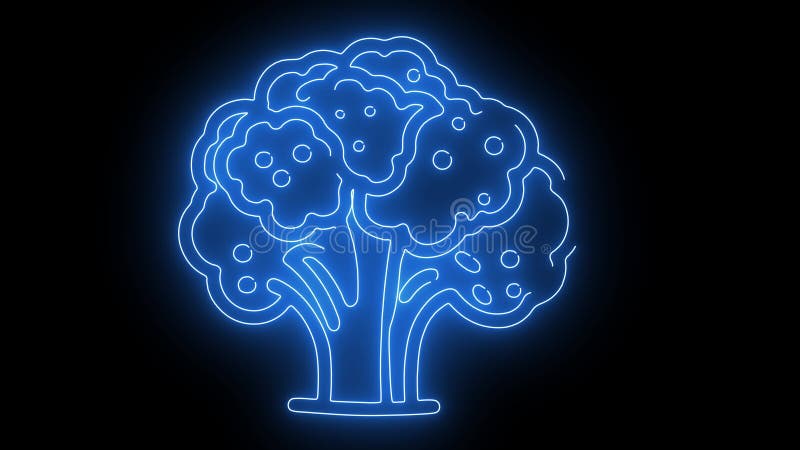 Broccoli Icon with Blue Neon Effect Stock Footage - Video of nutrition ...