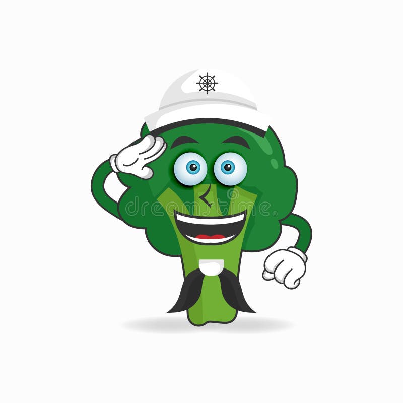 The Broccoli Mascot Character Becomes a Sailor. Vector Illustration ...