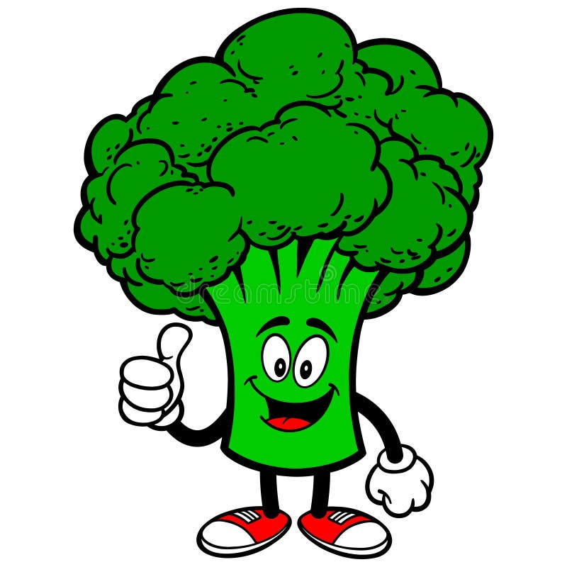 Broccoli med tummar upp vektor illustrationer. Illustration av växt ...