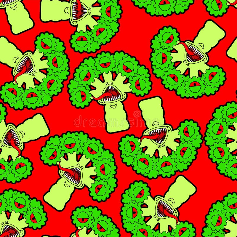 Broccoli Monster GMO Mutant Pattern Seamless. Angry Vegetable with ...