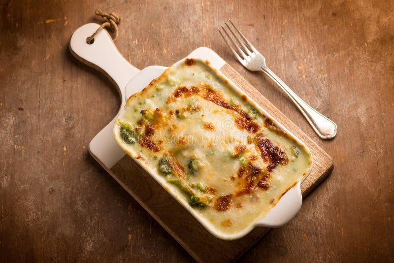 Broccoli with Mozzarella and Bechamel Stock Photo - Image of bechamel ...
