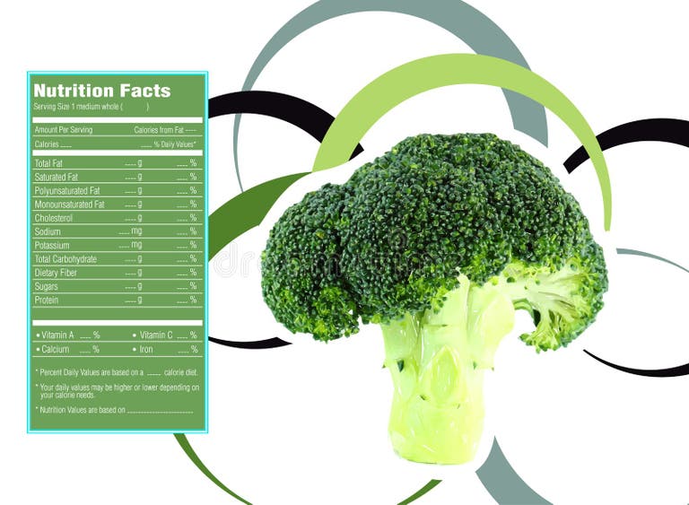 Broccoli nutrition facts stock vector. Illustration of packaging - 39281695