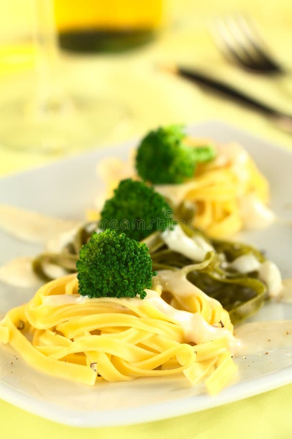 Broccoli with Pasta and Bechamel Sauce Stock Photo - Image of focus ...