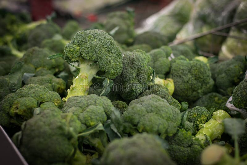 Broccoli in a Pile on a Farm Stand Stock Image - Image of stand ...