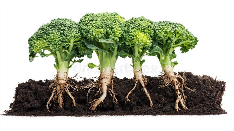 Broccoli Plants Pulled from the Earth, Their Roots Still Intact, Fresh ...