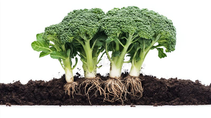 Broccoli Plants Sprouting from the Earth, Roots Intact and Ready for ...