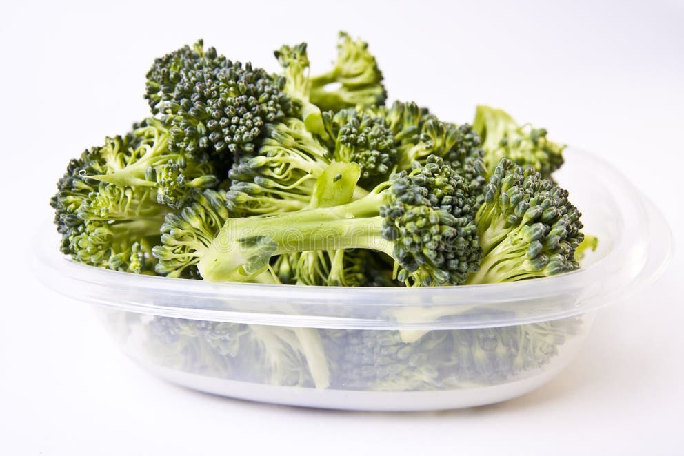 Broccoli in a Plastic Storage Container Stock Image - Image of dinner ...