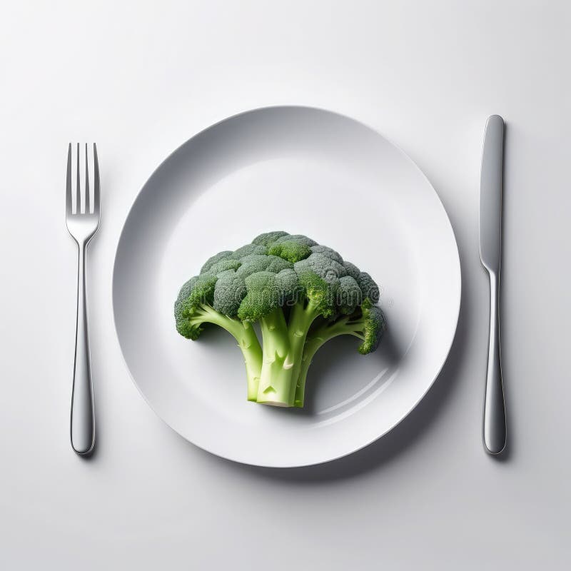 Broccoli in a Plate on a White Background Stock Illustration ...