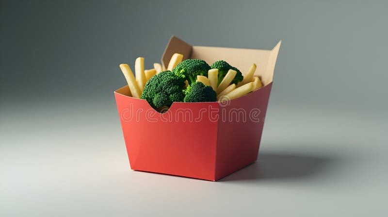 Broccoli and Potato in a Box Stock Photo - Image of food, cactus: 376757980