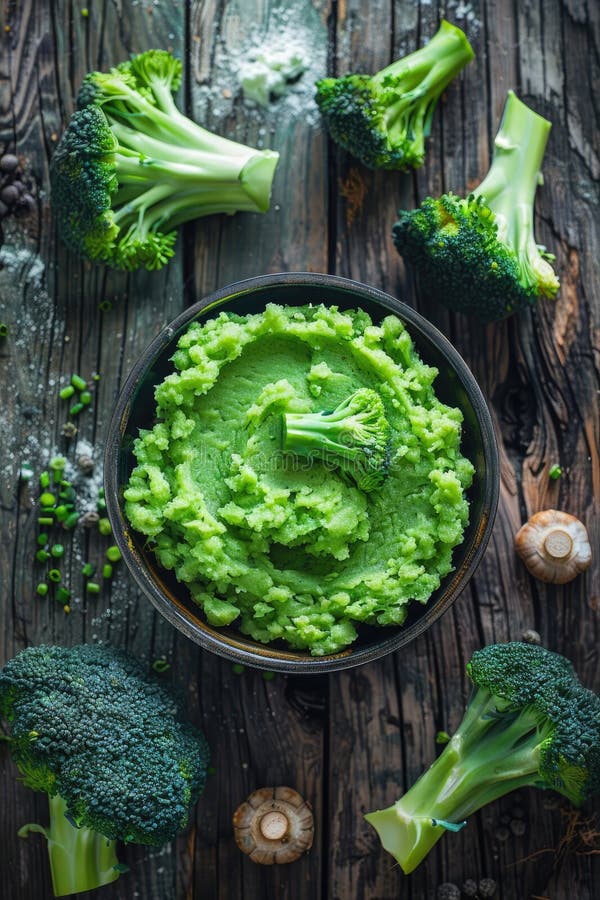 Broccoli Puree Top View. Selective Focus Stock Photo - Image of ...