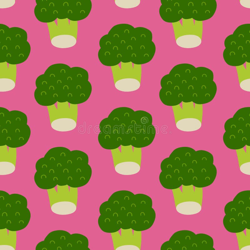Broccoli Seamless Pattern. Fresh Green Vegetable Print for Kitchen ...