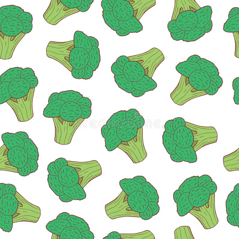 Broccoli Seamless Pattern. Vector Graphic Art Background with ...