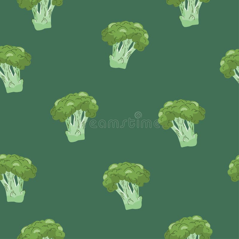 Broccoli Seamless Vector Pattern. Hand-drawn Vegetable Outlines and ...