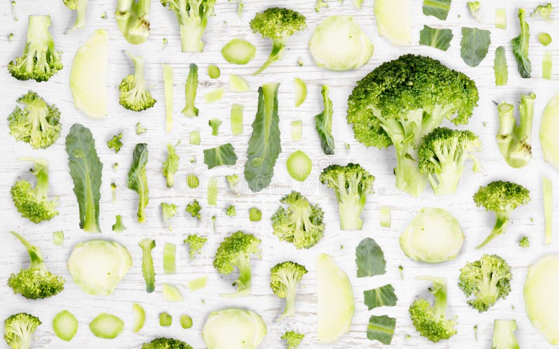 Broccoli Slice and Leaf Collection Stock Image - Image of closeup ...