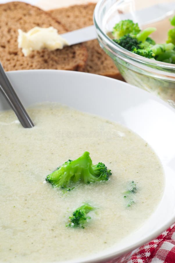 Broccoli Soup stock image. Image of broccoli, bread, vertical - 17648425