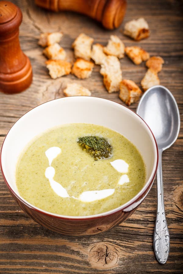 Broccoli soup stock photo. Image of cuisine, soup, bread - 29230936