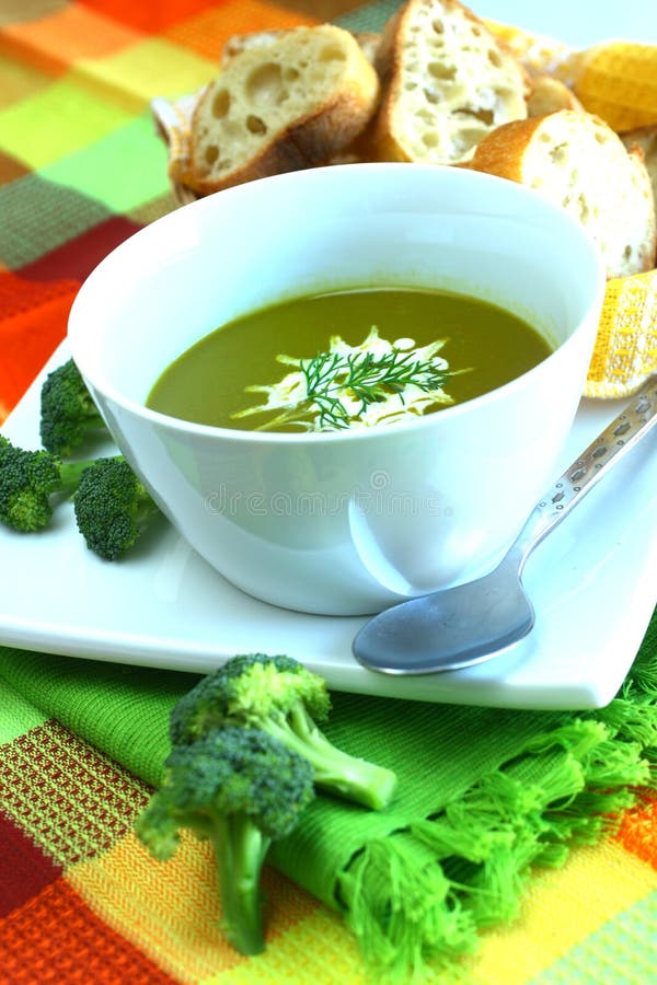 Broccoli soup stock image. Image of slices, french, garnish - 7023333
