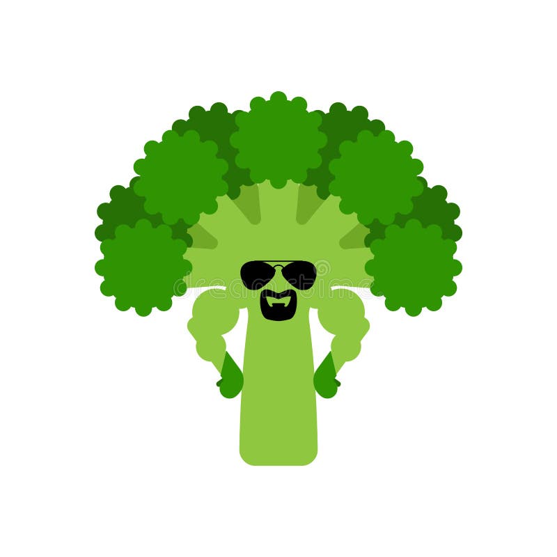 Broccoli Strong Isolated. Cartoon Cool Vegetable Stock Vector ...