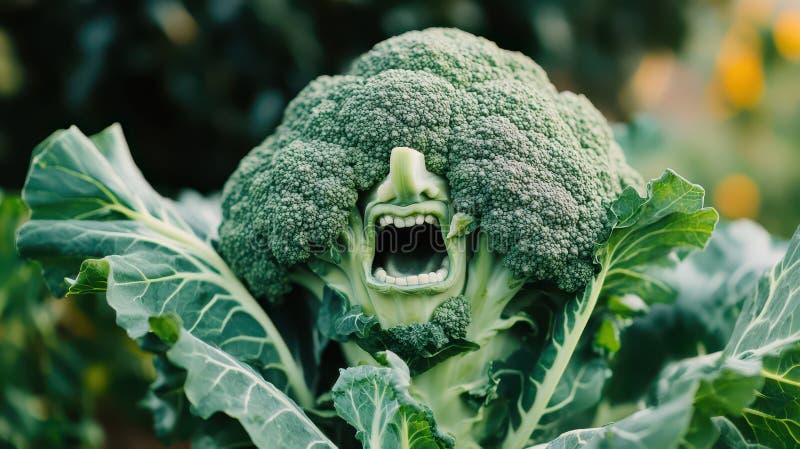 Broccoli with a Surprising Human Face Expression Stock Photo - Image of ...
