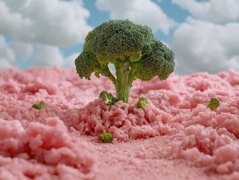 Broccoli Tree Growing in Pink Landscape Stock Illustration ...