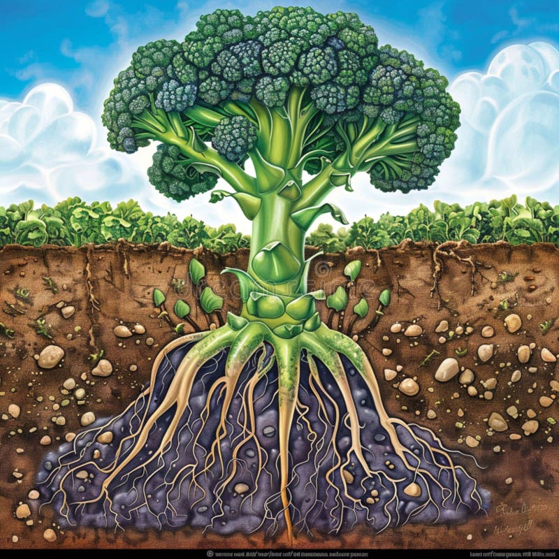 Broccoli with an Underground Root System and Above-ground ...