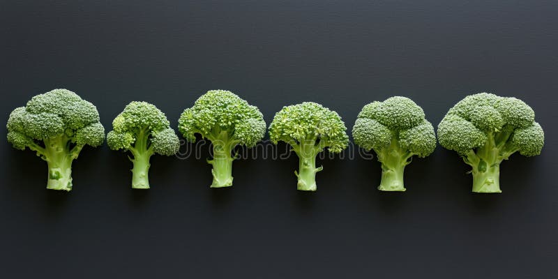 Broccoli Varieties Displayed in a Row, Showcasing Different Sizes and ...