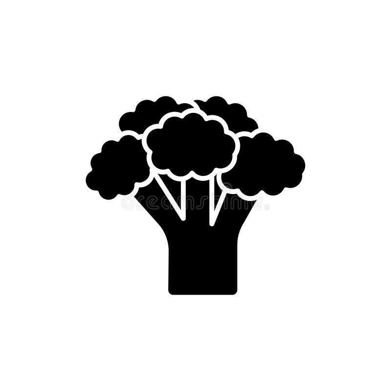 Broccoli Vector in Black Illustration. Broccoli Vegetable Vector Icon ...
