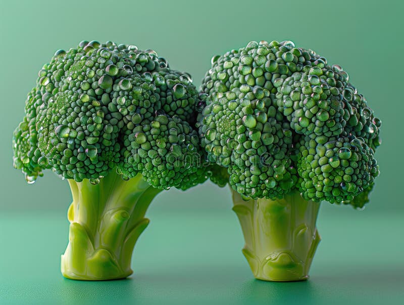 Broccoli, Water Droplets, Equally Spaced, on a Light Background ...