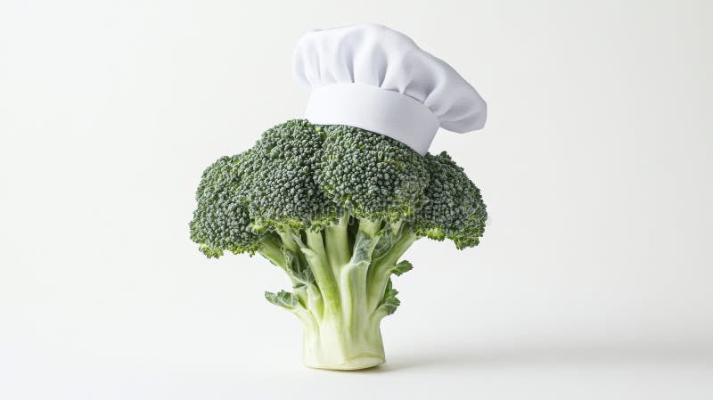 Broccoli Wearing a Chef S Hat on a White Background with Humor and ...