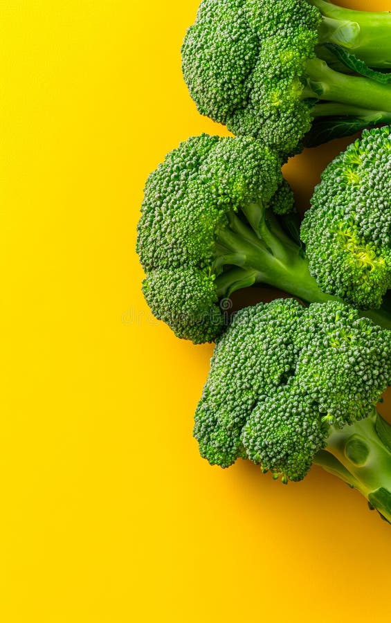 Broccoli on Yellow Backdrop Stock Image - Image of wellness, yellow ...