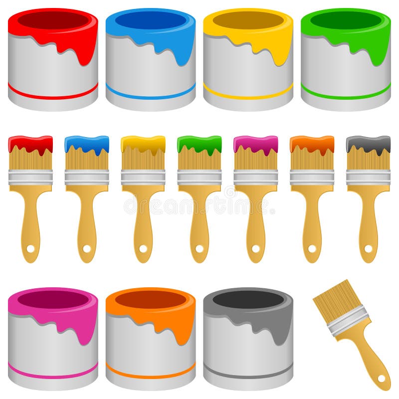 Brocha Colorida Con La Colección De La Poder Ilustración del Vector ...