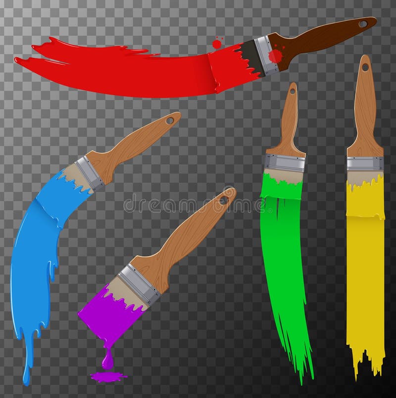 Brochas Con Cinco Diversos Colores Ilustración del Vector - Ilustración ...