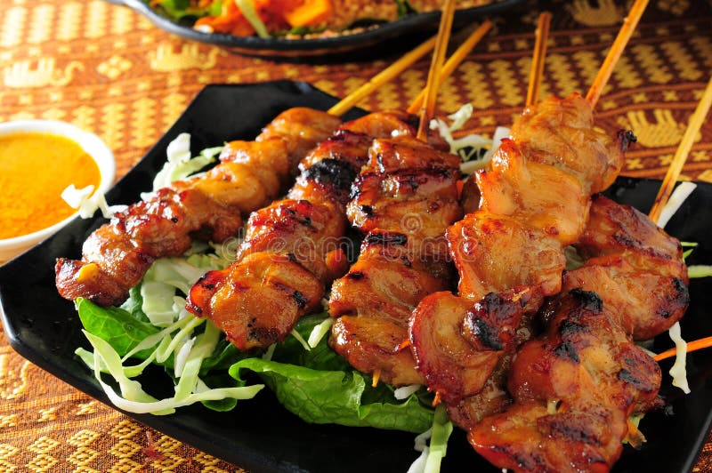 Brochette de poulet image stock. Image du cuit, sauce - 30720887