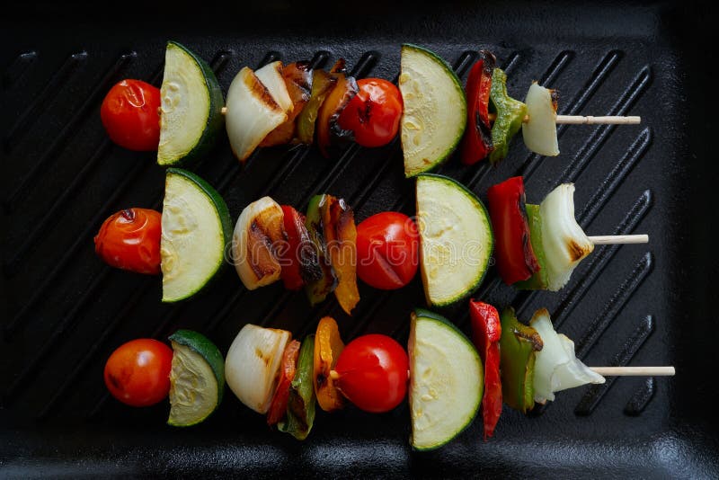 Brochette Grill with Tomato Onion Pepper Zucchini Stock Photo - Image ...