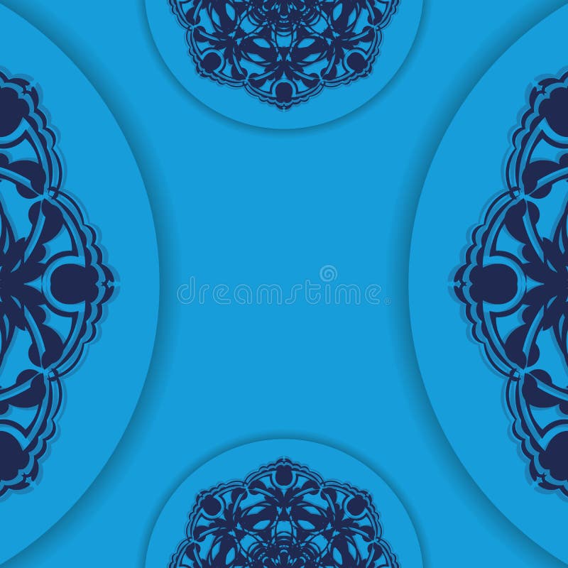 Brochure in Blue with Abstract Ornaments is Ready for Printing. Stock ...
