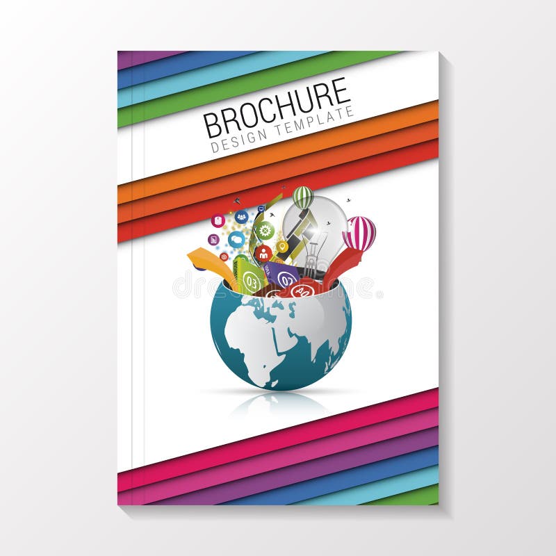 Brochure Cover with Colorful Strips of Paper. Modern Design Temp Stock ...