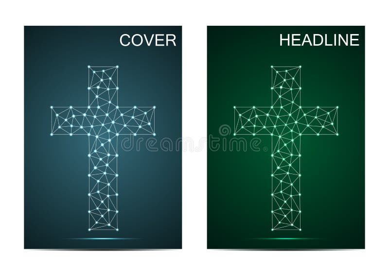 Brochure Cover Template with Religious Christian Cross. Connection ...
