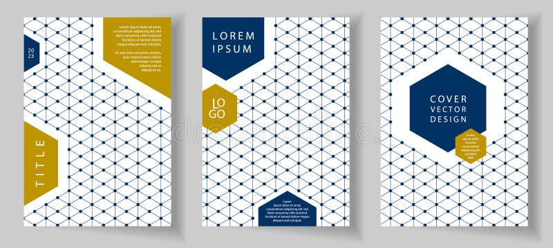 Brochure Cover Templates with Hexagon Frames, Lines and Triangles Grid ...