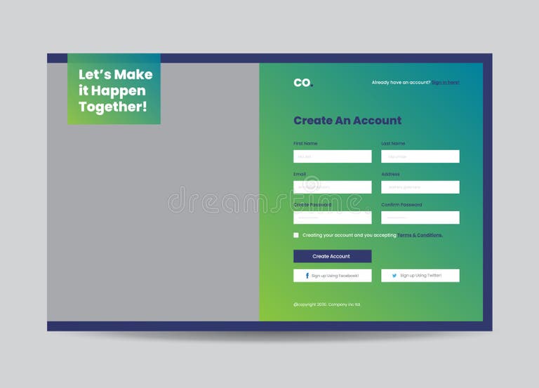 Website Signup Form or Web Registration Form Design or Site Overlay ...