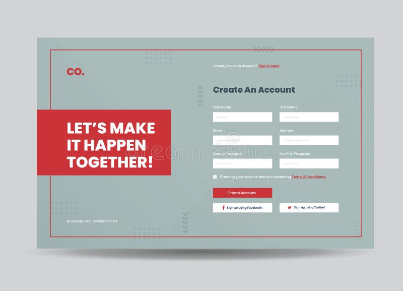 Website Signup Form or Web Registration Form Design or Site Overlay ...