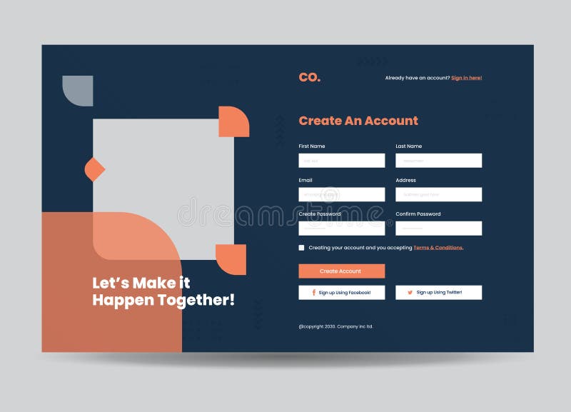 Website Signup Form or Web Registration Form Design or Site Overlay ...
