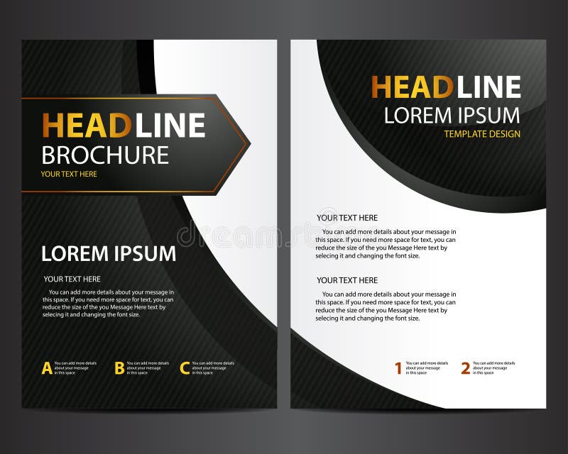 Brochure Design Template - Modern Black with Golden Text Stock Vector ...