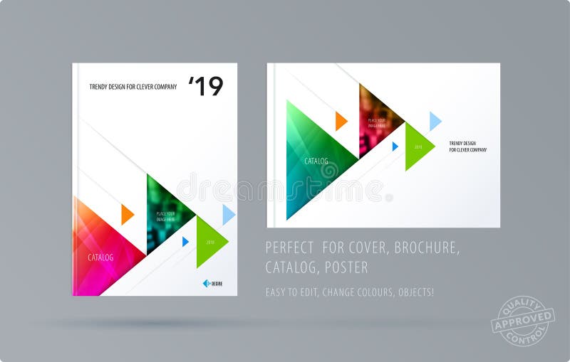 Brochure Design Triangular Template. Colourful Modern Abstract Set ...