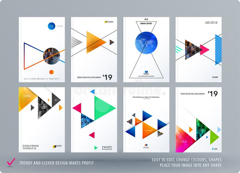 Brochure Design Triangular Template. Colourful Modern Abstract Set ...