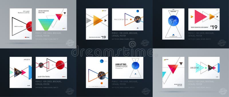 Brochure Design Triangular Template. Colourful Modern Abstract Set ...