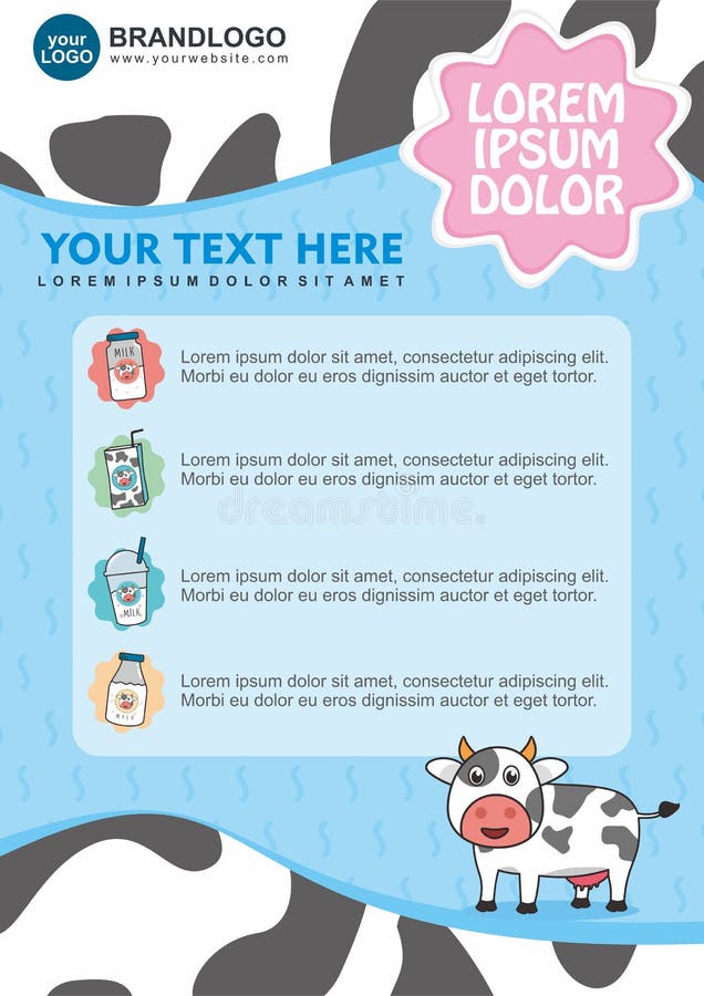 Brochure Design Template for Milk Product Stock Vector - Illustration ...