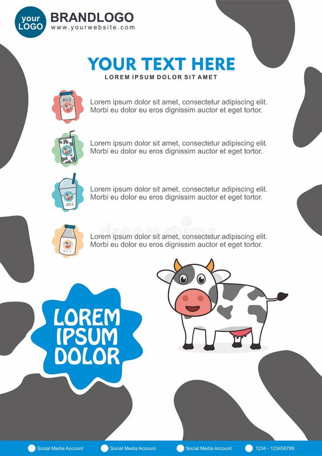 Brochure Design Template for Milk Product Stock Vector - Illustration ...
